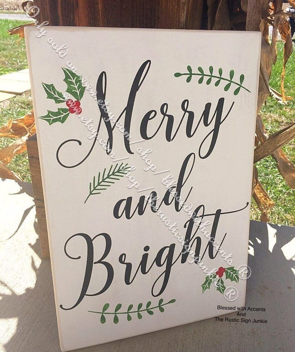 Merry and Bright Wood Sign Primitive Christmas Decor Rustic - Etsy