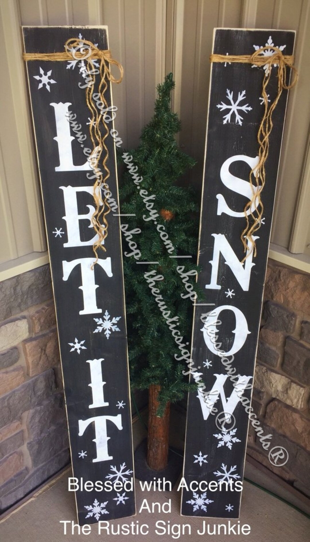 Let It Snow Sign, Rustic Christmas Decor, Large Porch Signs, Front Door ...