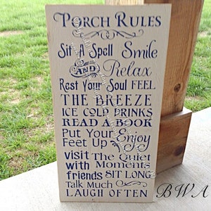 Porch Rules Sign, Wood Porch Sign, Porch Signs, Rustic Porch Sign ...