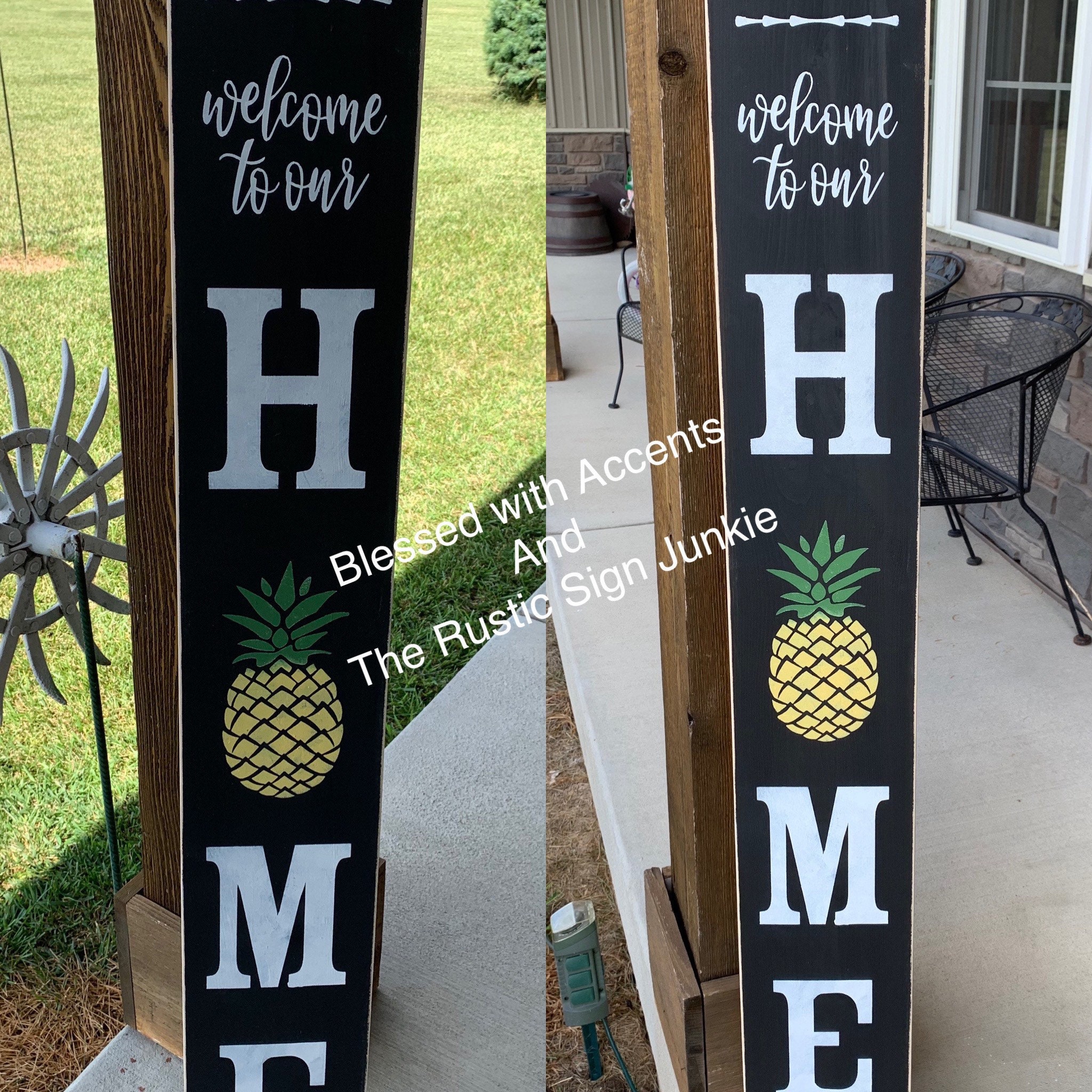 Large welcome signs welcome to our home signs pineapple | Etsy