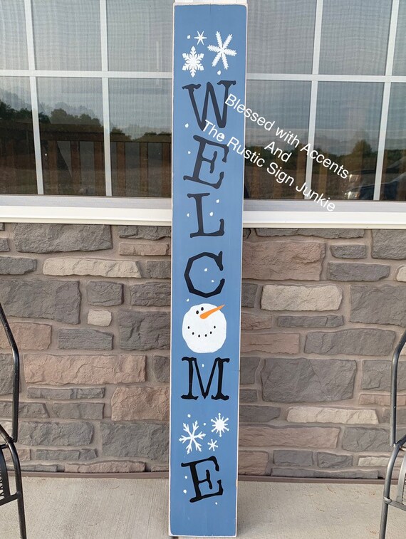Large Welcome Signs Snowman Welcome Sign Snowman Decor | Etsy
