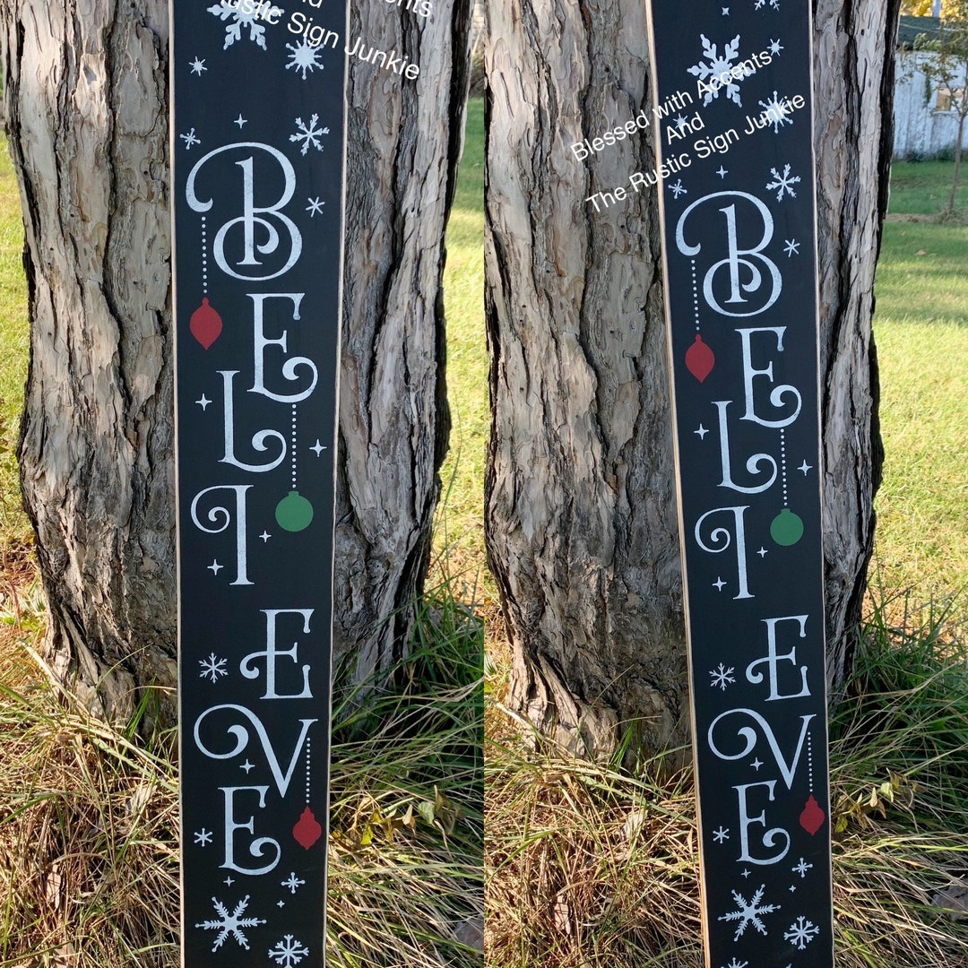 Primitive Believe Sign, Rustic Christmas Welcome Sign, Rustic Christmas ...