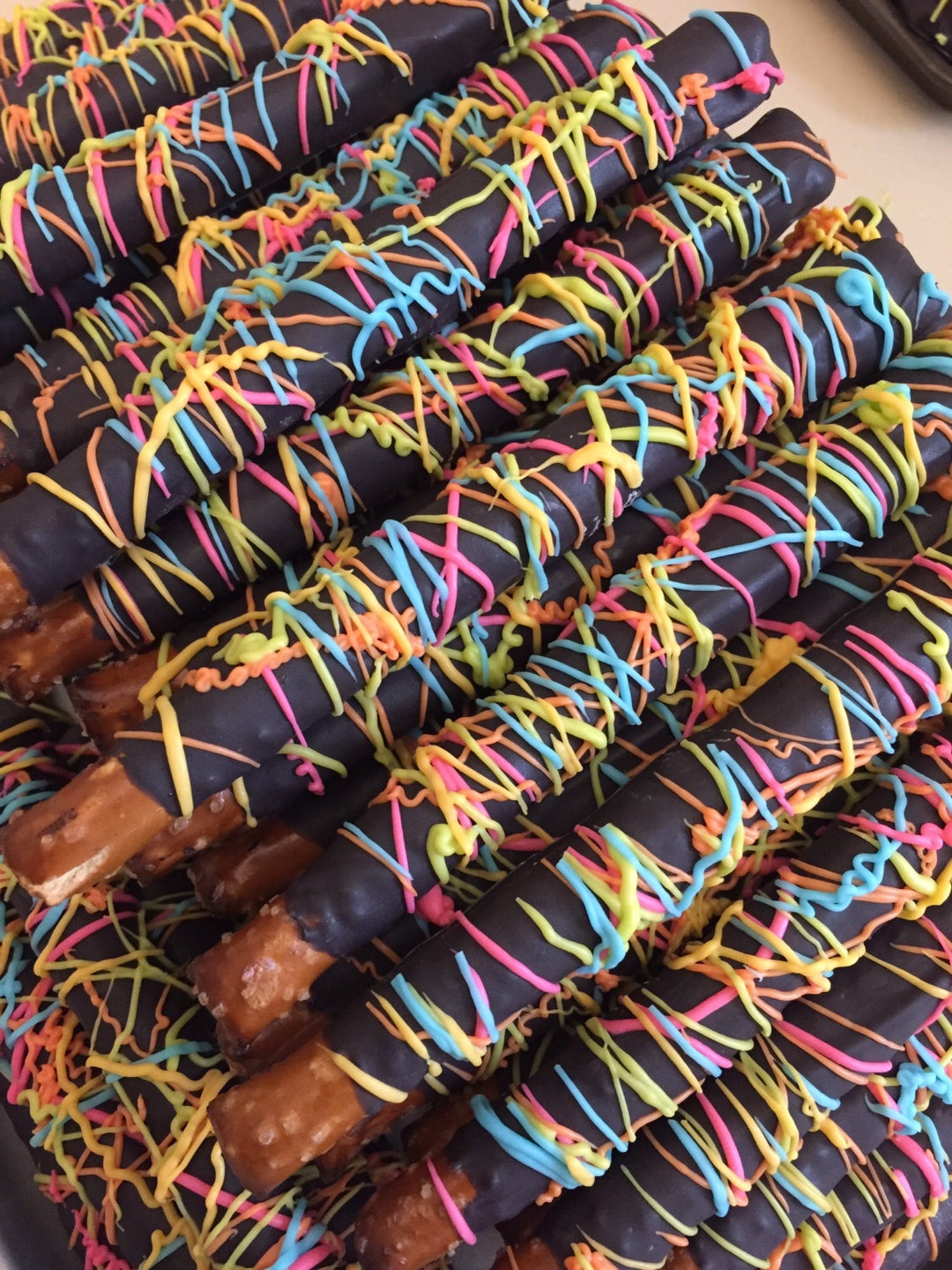 Neon Chocolate Covered Pretzels: Glow Party Favors - Etsy