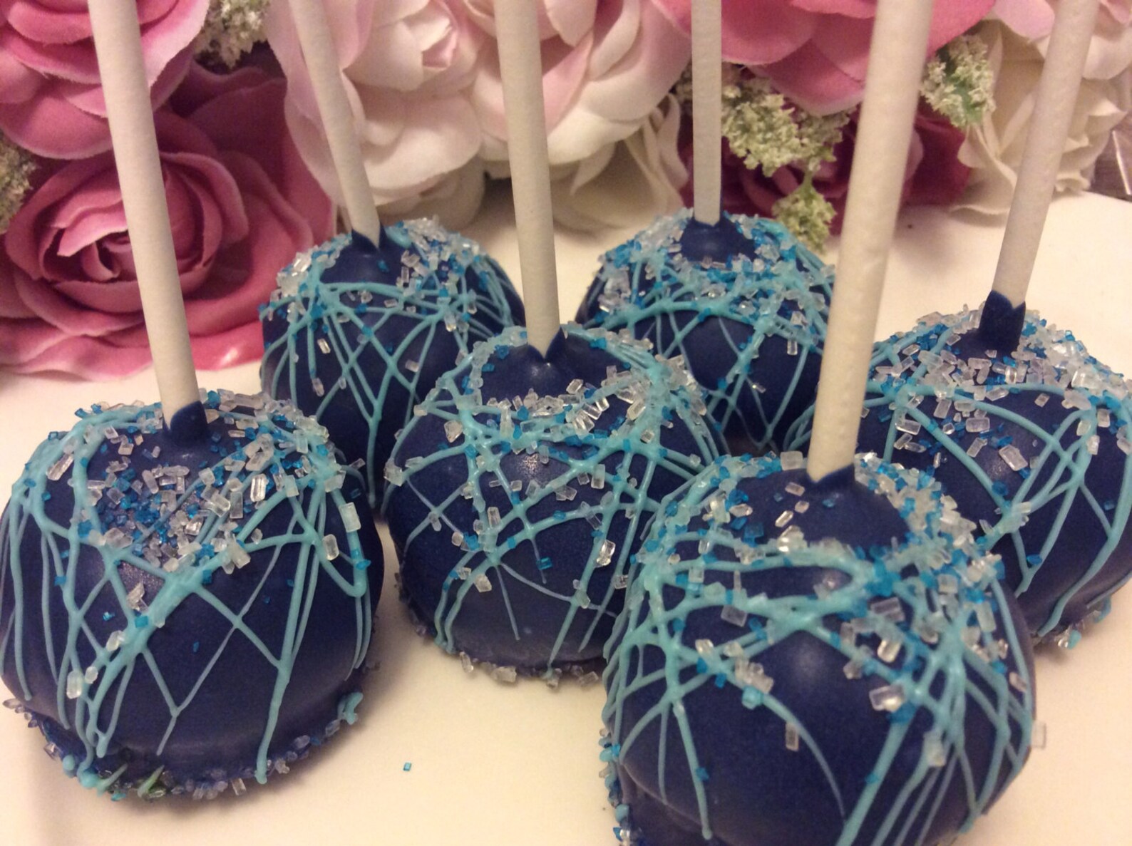Blue Cake Pops Dark Blue Baby Shower Cake Pops Wedding Cake | Etsy