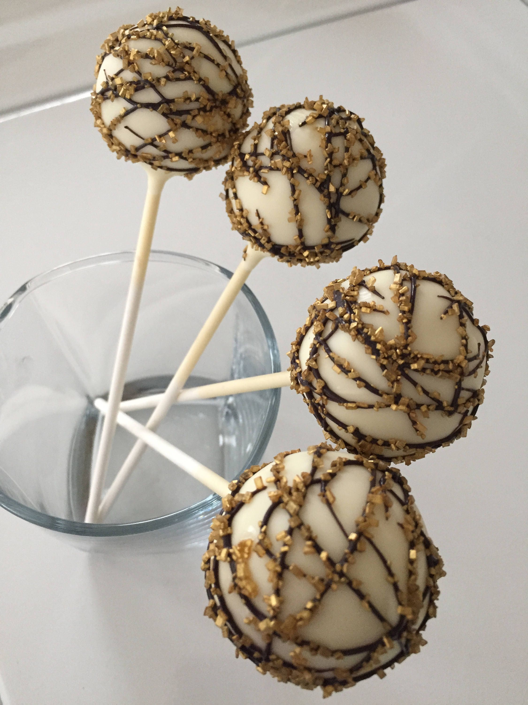 Gold Drizzled White Cake Pops: Party Favors - Etsy