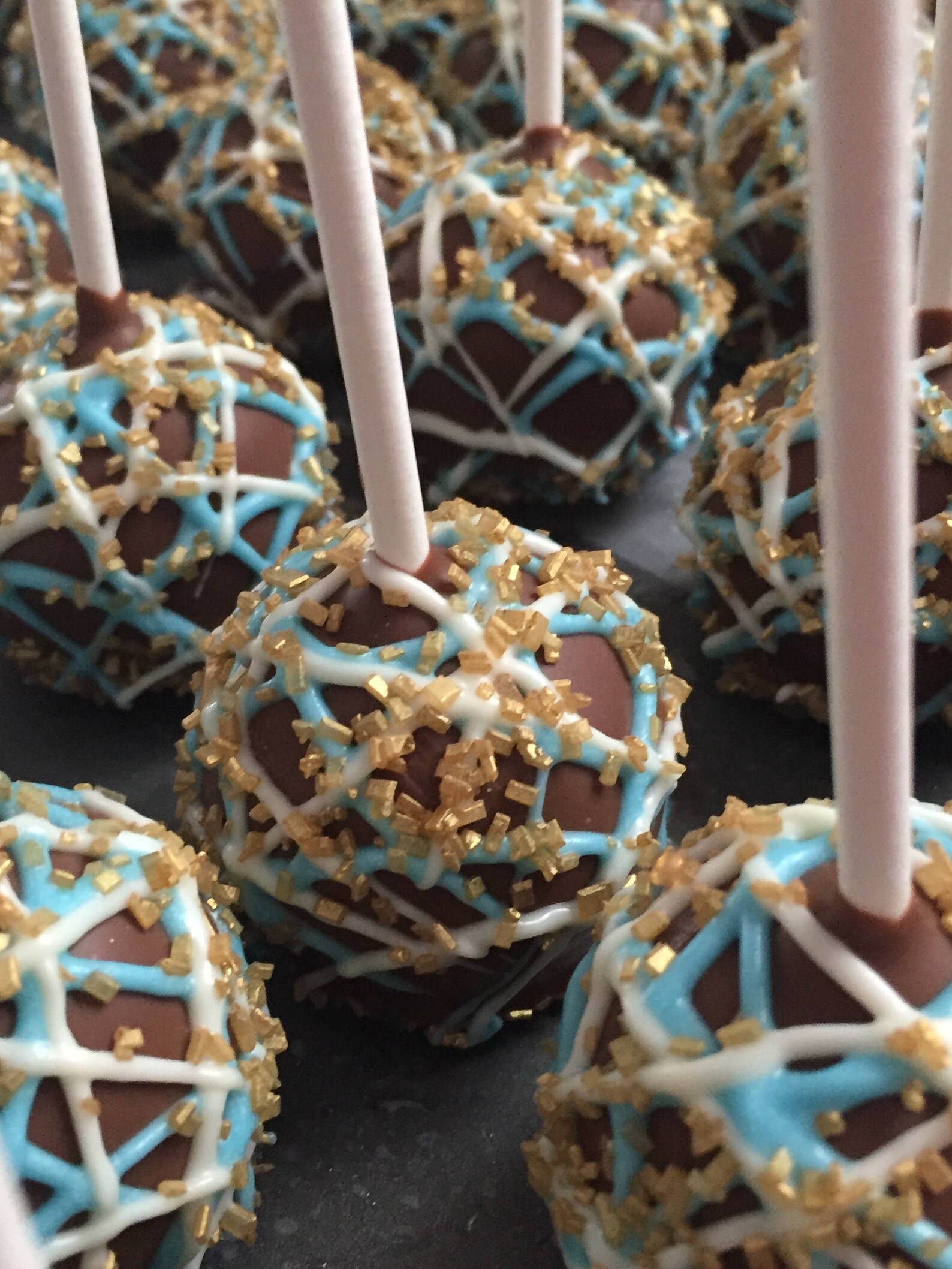 Blue Cake Pops Baby Shower Cake Pops Gold Party Favors Wedding | Etsy