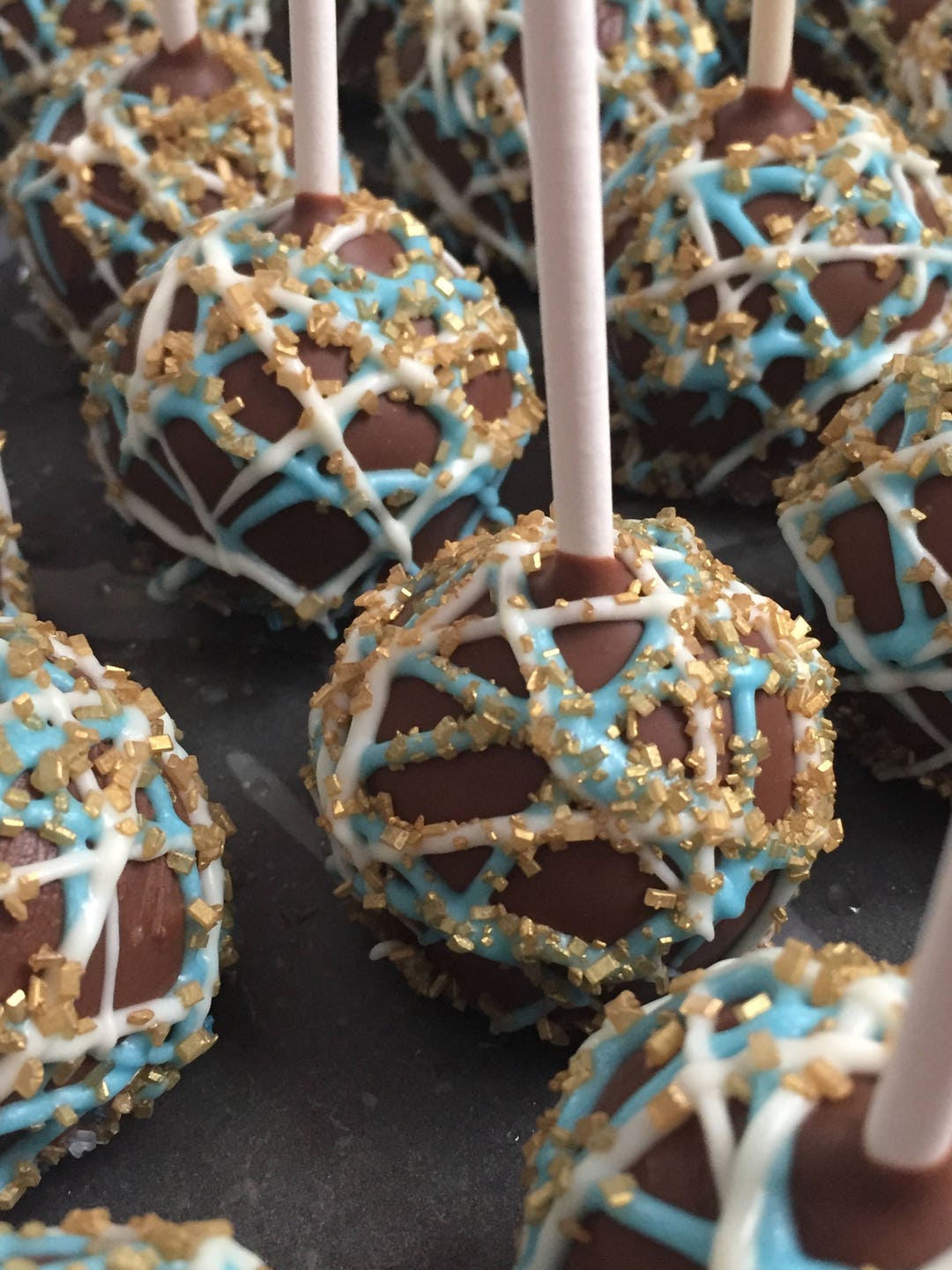 Blue & Gold Cake Pops: Baby Shower Party Favors - Etsy