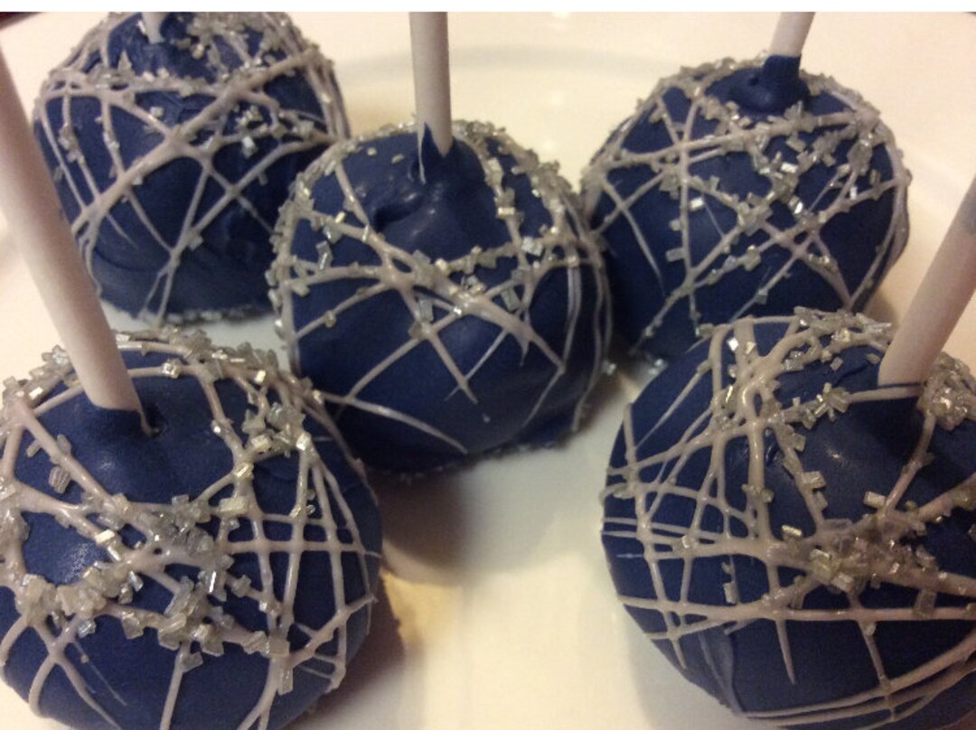Dark Blue Cake Pops, Oreos & Pretzels: Silver Baby Shower Favors - Etsy