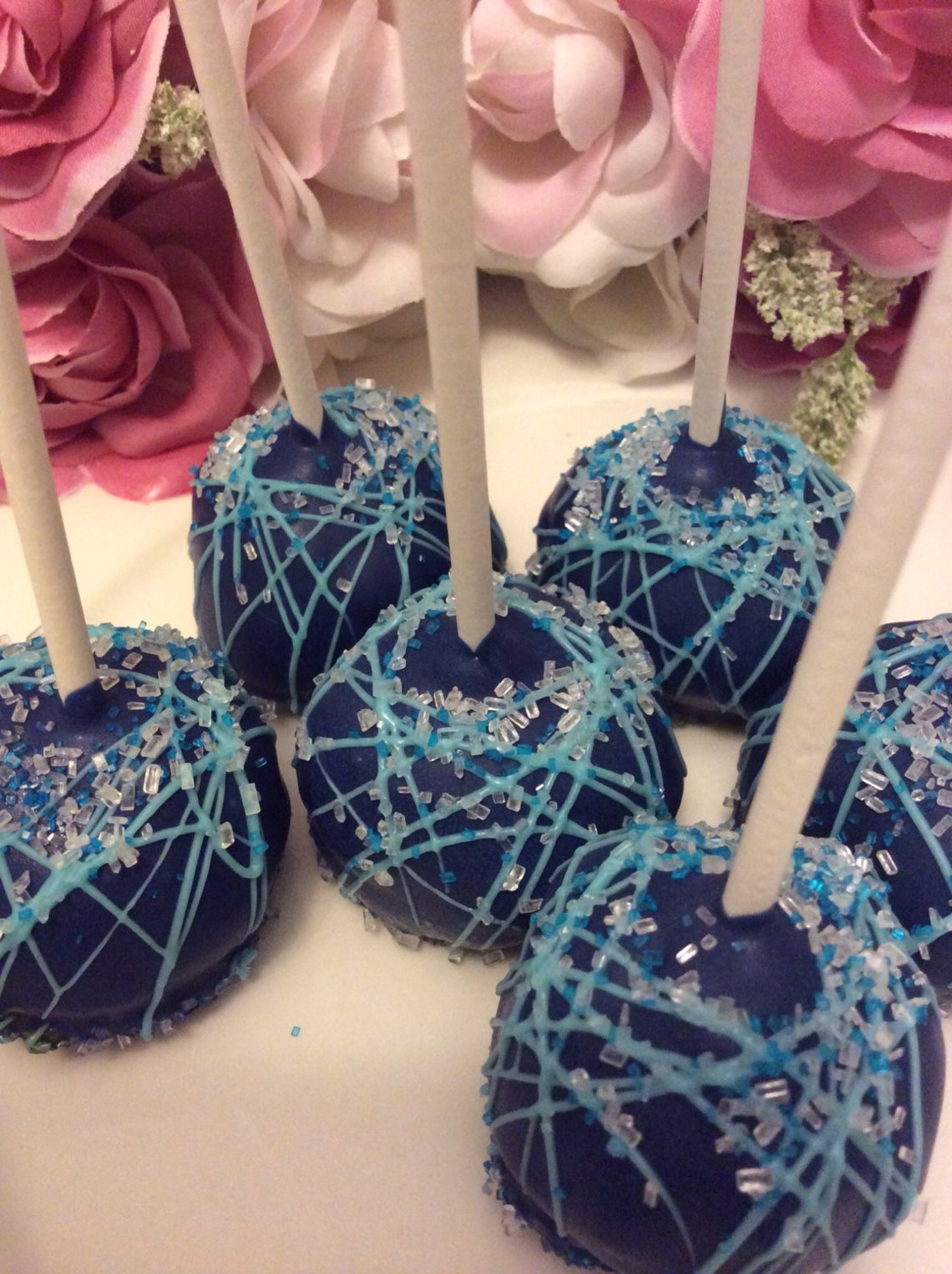 Blue Cake Pops Dark Blue Baby Shower Cake Pops Wedding Cake | Etsy