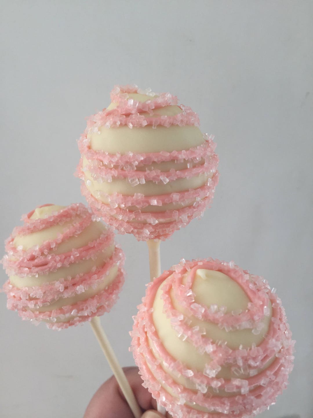Pink Cake Pops Baby Shower Cake Pops First Birthday Cake Pops White ...