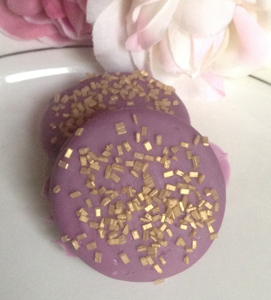 Purple White Chocolate Covered Oreos: Gold Party Favors - Etsy