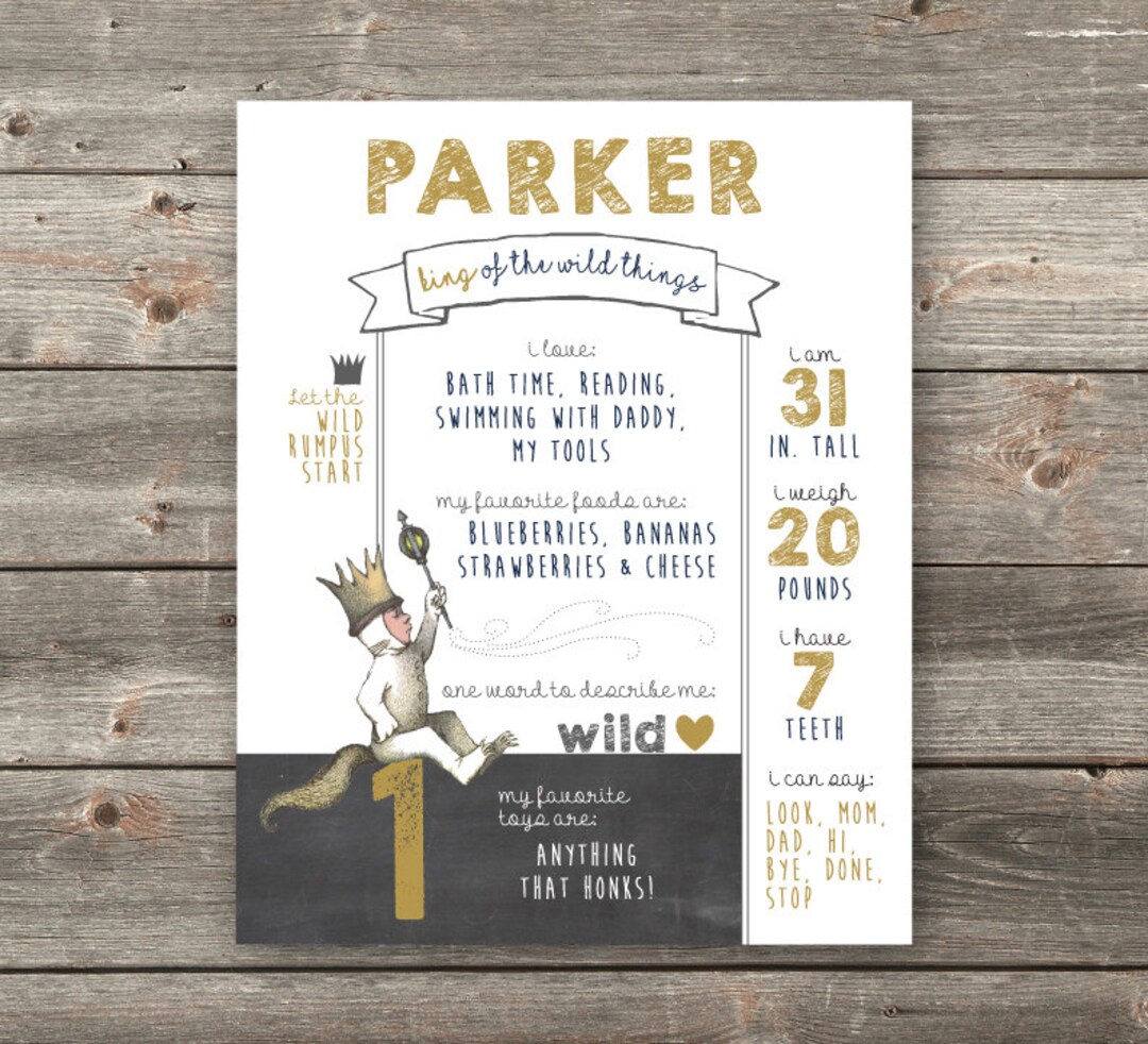 Custom Birthday Info Print Digital File Where the Wild Things Are - Etsy