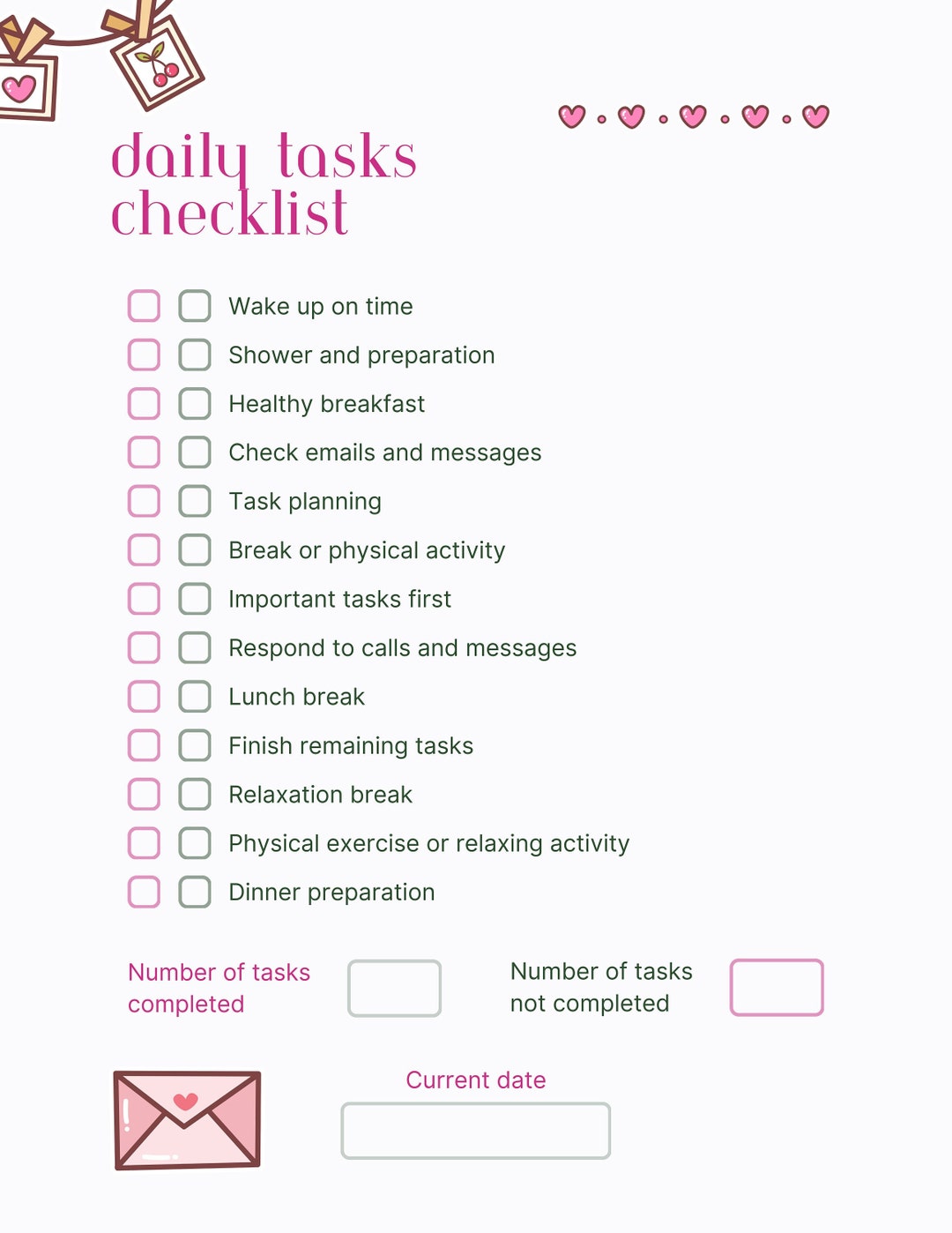 Daily Checklist Printable & Fillable, Daily to Do List Template, Task ...