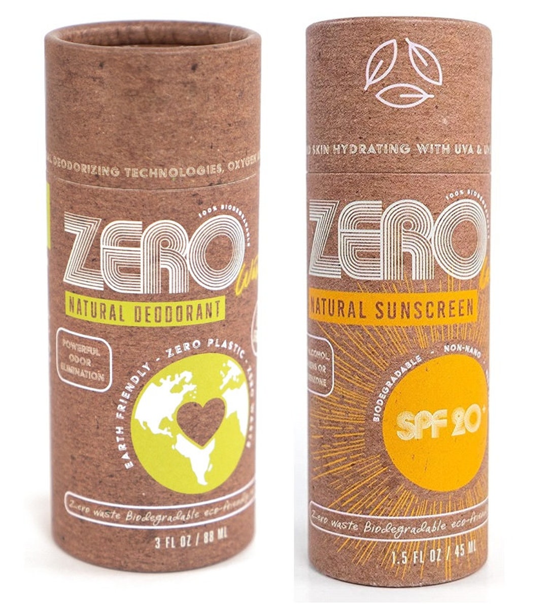 COMBO! ZERO Waste Deodorant and Sunscreen (non-nano Zinc) Compostable ...