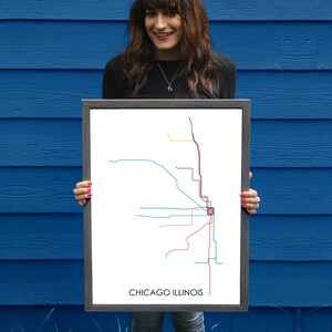 Chicago Subway // Chicago Metro Map // Chicago Map // Chicago Art ...