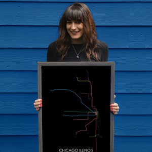 Chicago Subway // Chicago Metro Map // Chicago Map // Chicago Art ...