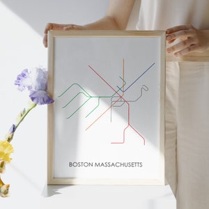 Boston Subway // Boston Metro Map // Boston Map // Boston Art // Boston ...