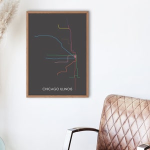 Chicago Subway // Chicago Metro Map // Chicago Map // Chicago Art ...