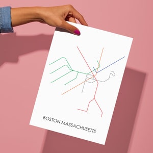 Boston Subway // Boston Metro Map // Boston Map // Boston Art // Boston ...