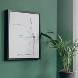 Chicago Subway // Chicago Metro Map // Chicago Map // Chicago Art ...