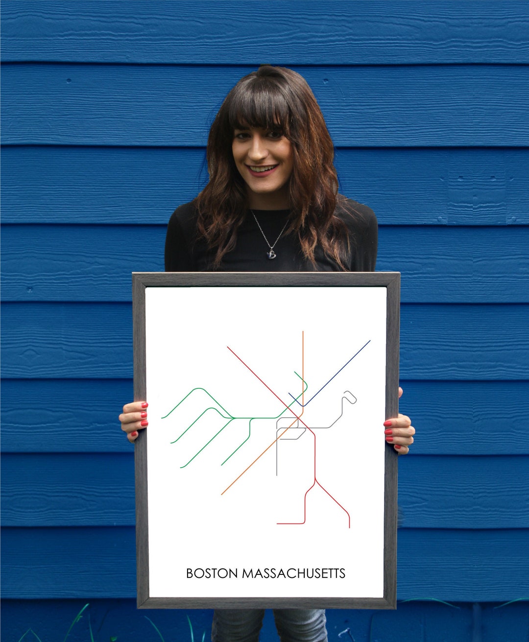 Boston Subway // Boston Metro Map // Boston Map // Boston Art - Etsy