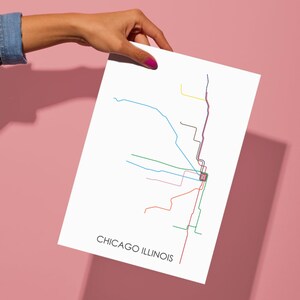 Chicago Subway // Chicago Metro Map // Chicago Map // Chicago Art ...