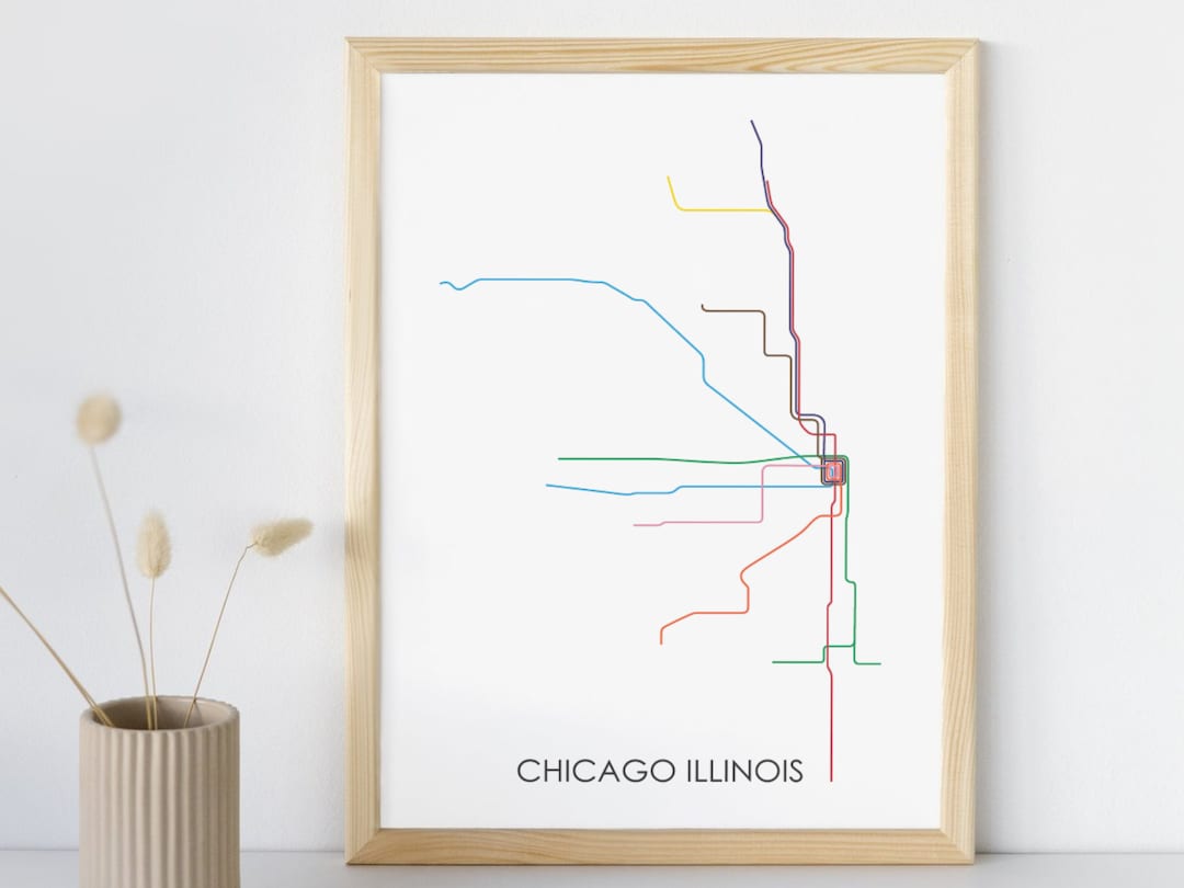 Chicago Subway // Chicago Metro Map // Chicago Map // Chicago Art ...