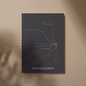 Chicago Subway // Chicago Metro Map // Chicago Map // Chicago Art ...