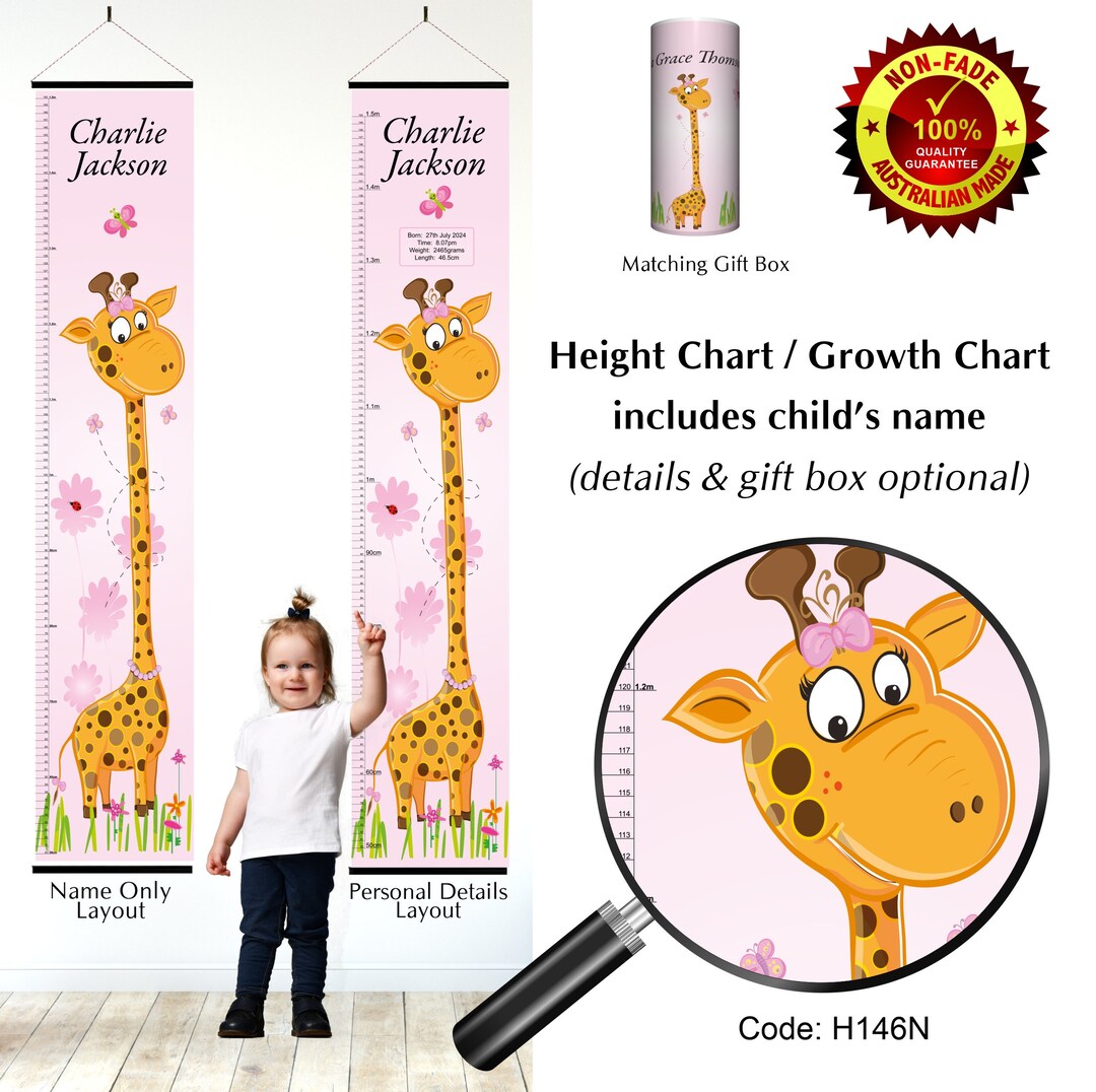 Tall Giraffe Height Charts, Growth Bedroom Wall Chart for Girls - Etsy