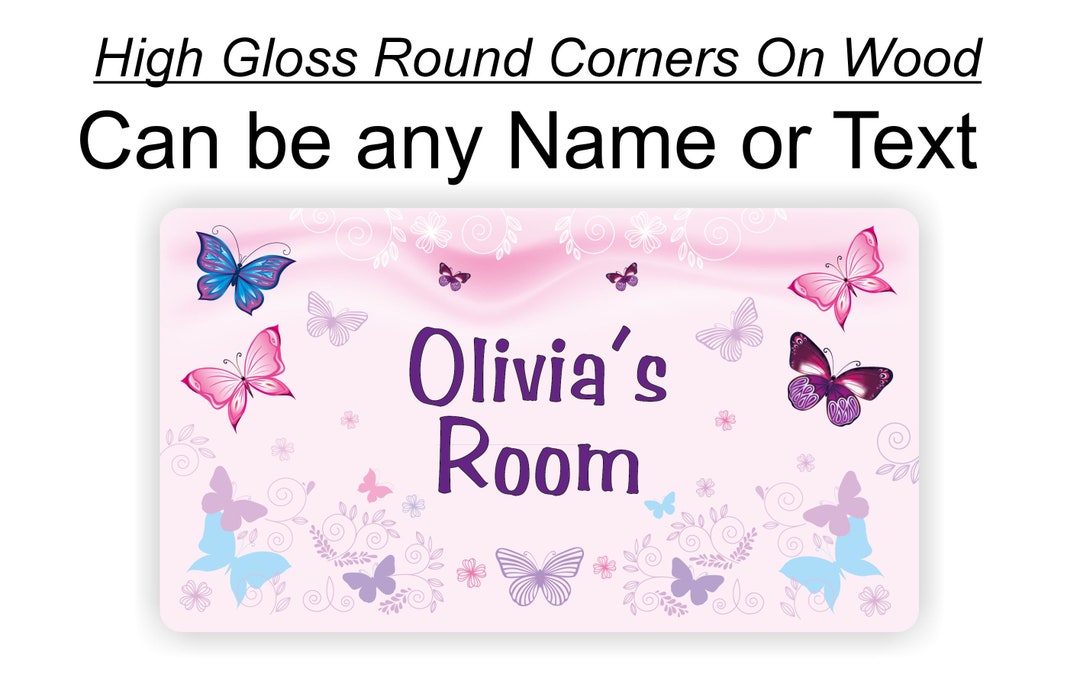 Butterfly Butterflies Bedroom Door Plaque for Girls Room Pink, Any Name ...