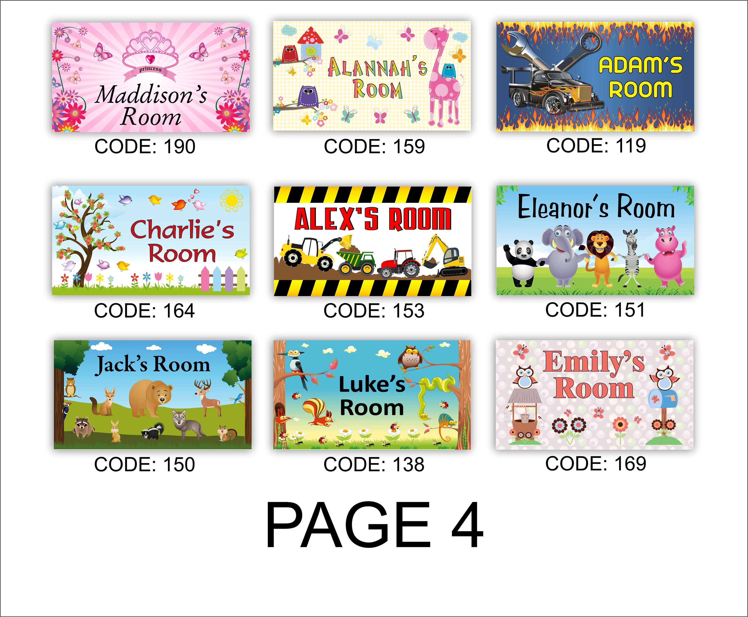 Room Door Signs Plaques for Kids or Child Bedroom, Personalised With ...