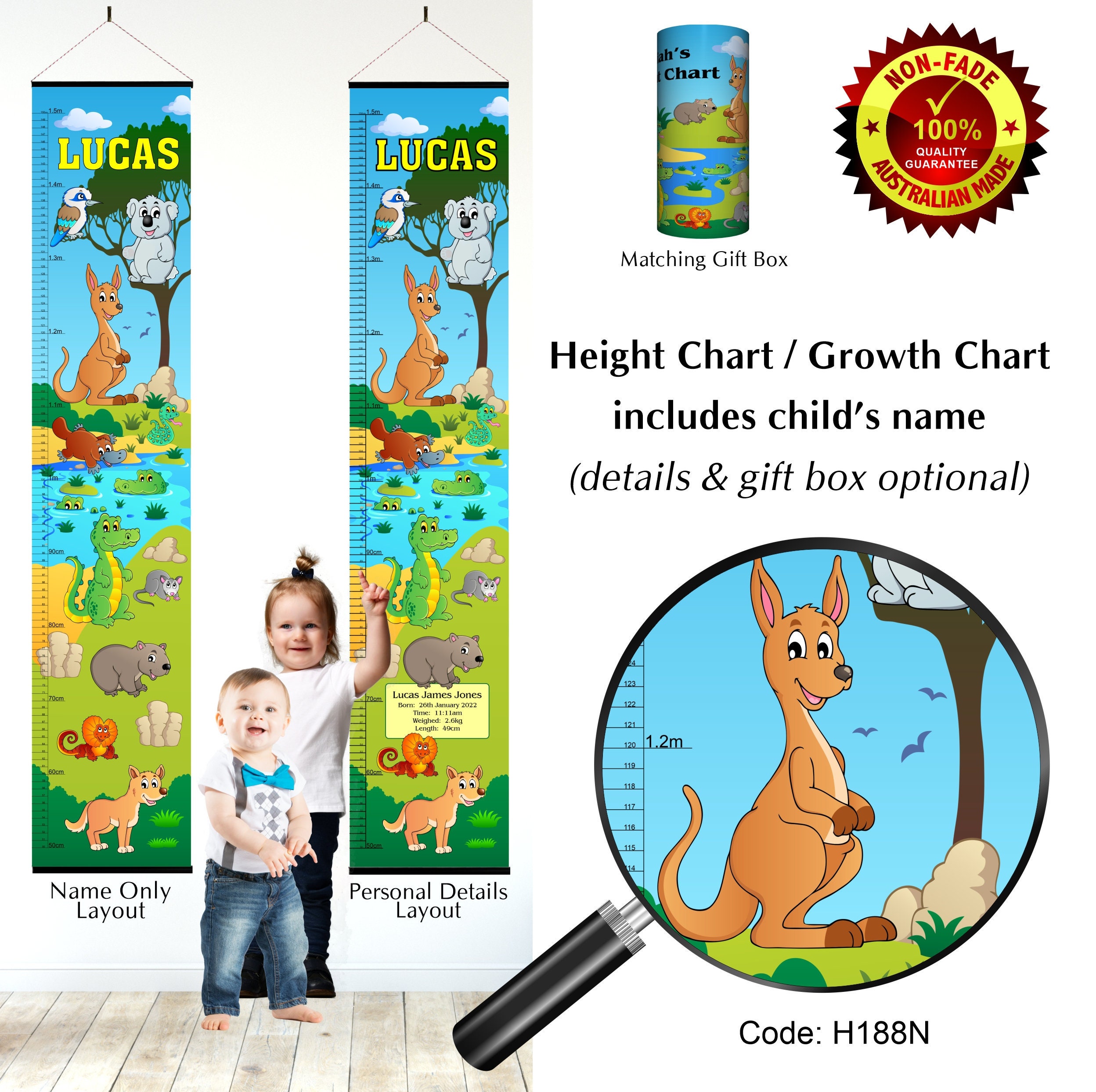 Growth Height Chart Australia Theme for Childs Bedroom With Native ...