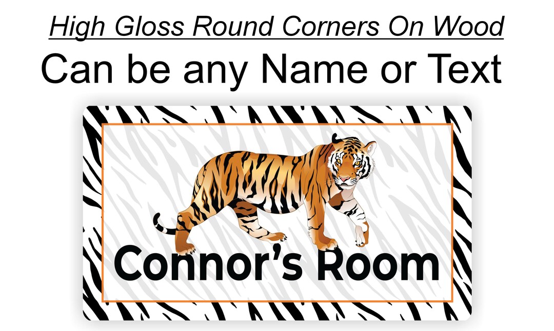 Tiger Theme Room Door Name Sign Plaque for Child's Kids Bedroom Any ...