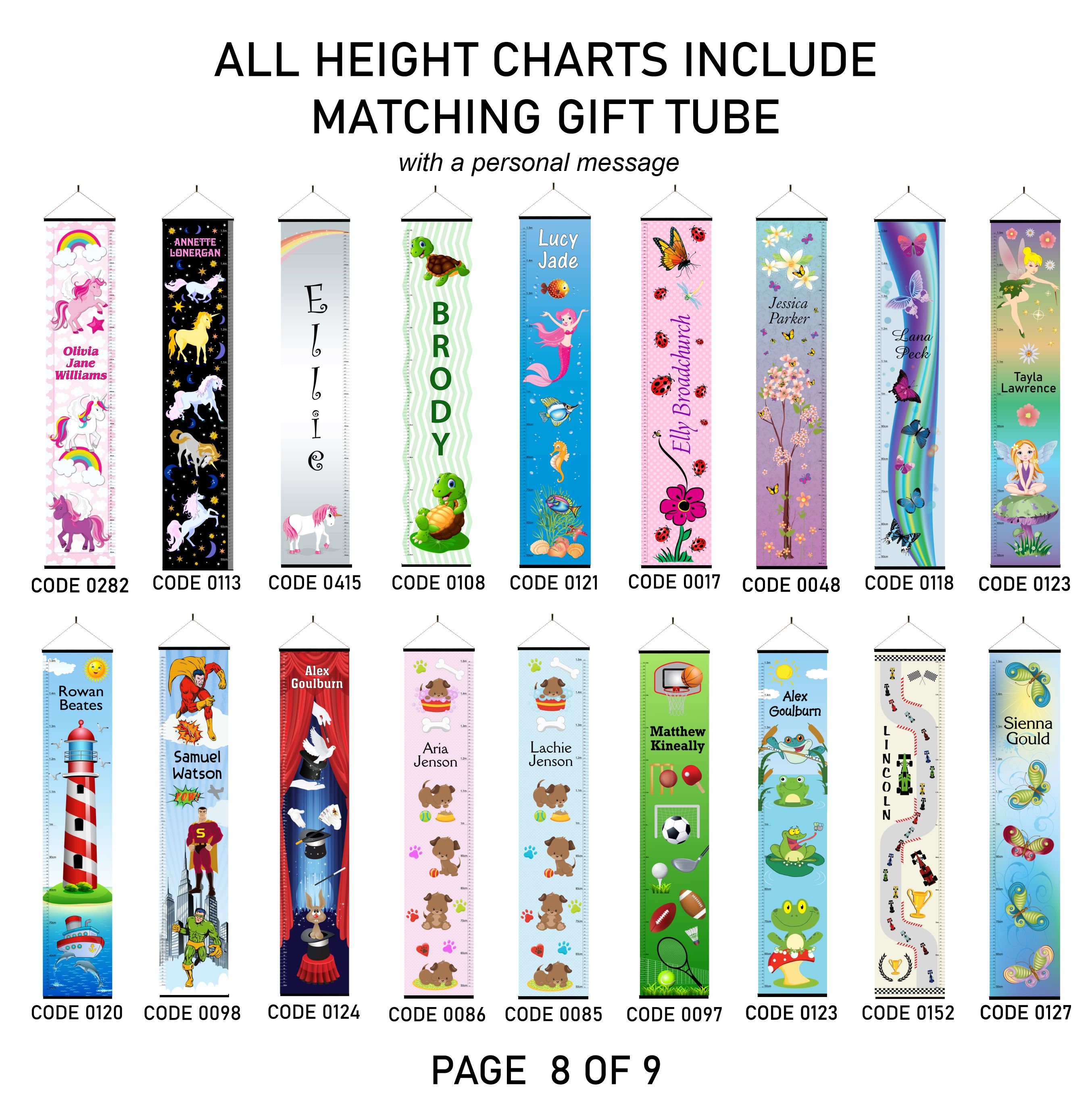 Custom Growth Charts Fabric Canvas Includes Personalised Gift Box Tube ...