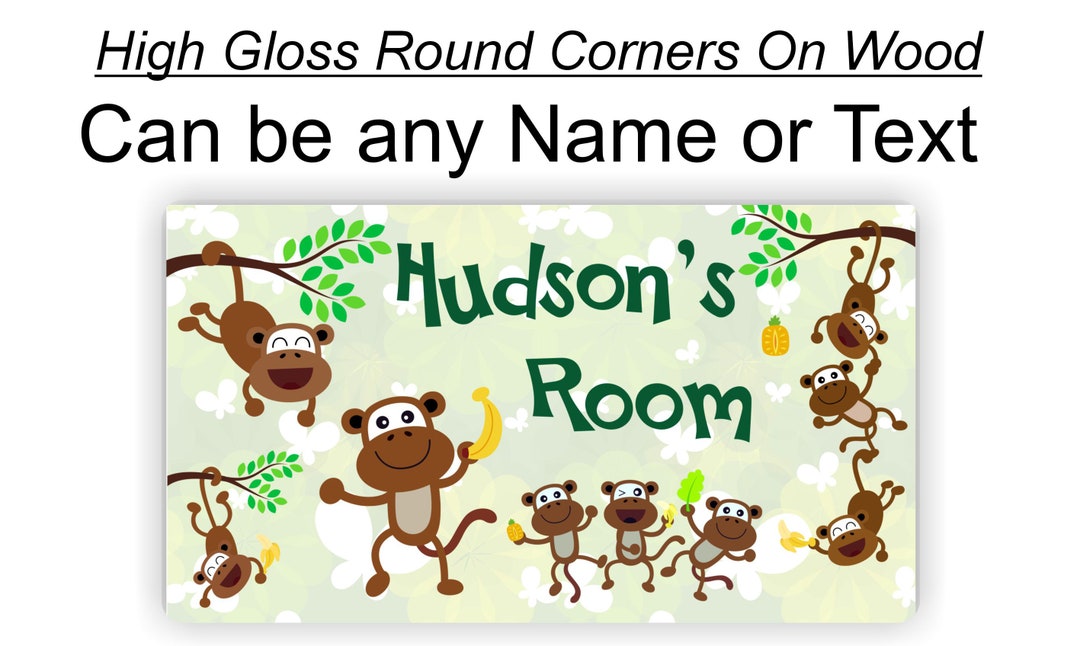 Monkey Themed Bedroom Room Door Sign Plaque for Kids Any Name - Etsy