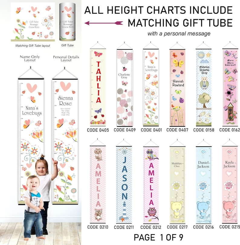 Custom Growth Charts Fabric Canvas Includes Personalised Gift Box ...