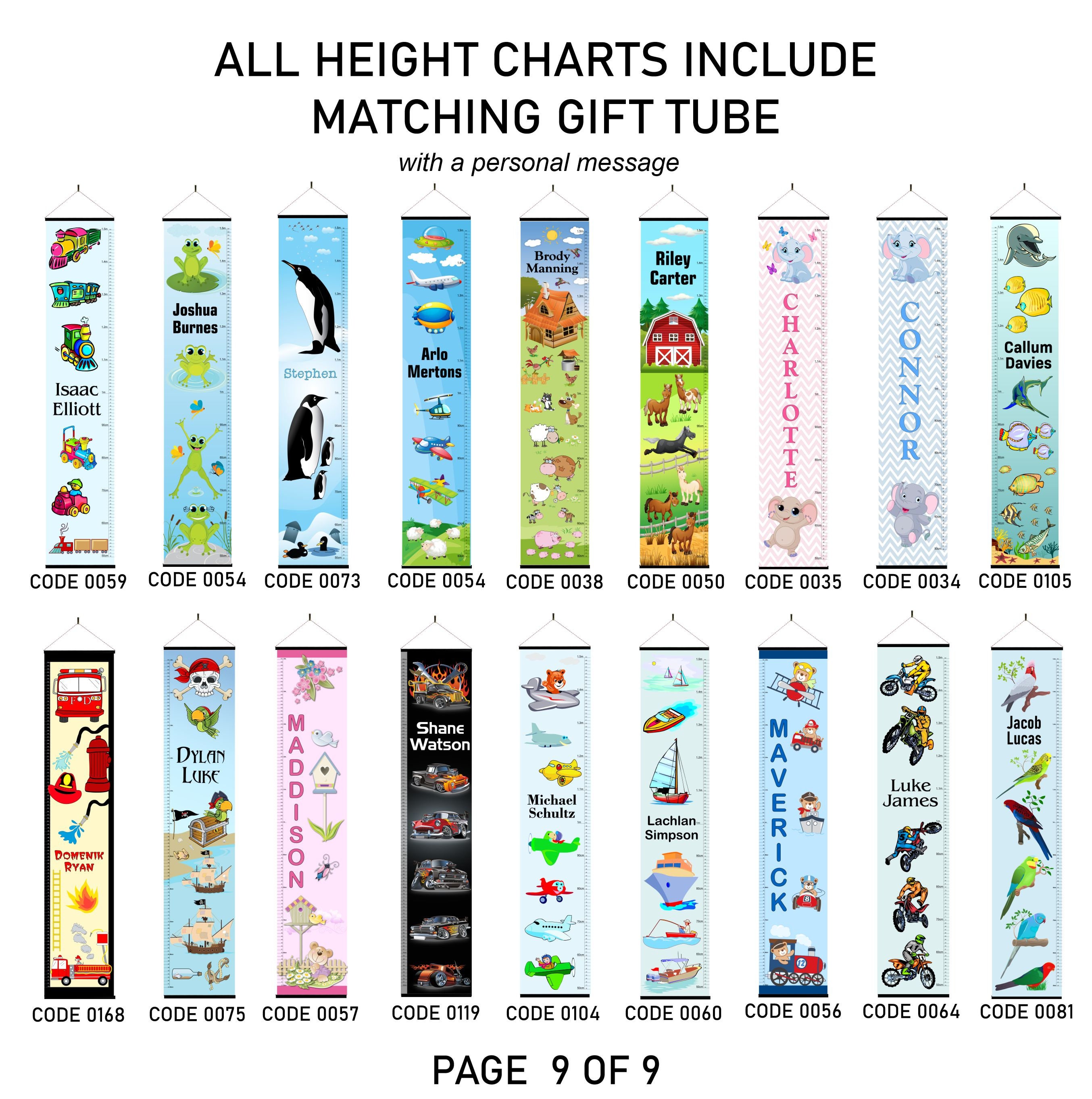 Custom Growth Charts Fabric Canvas Includes Personalised Gift Box Tube ...
