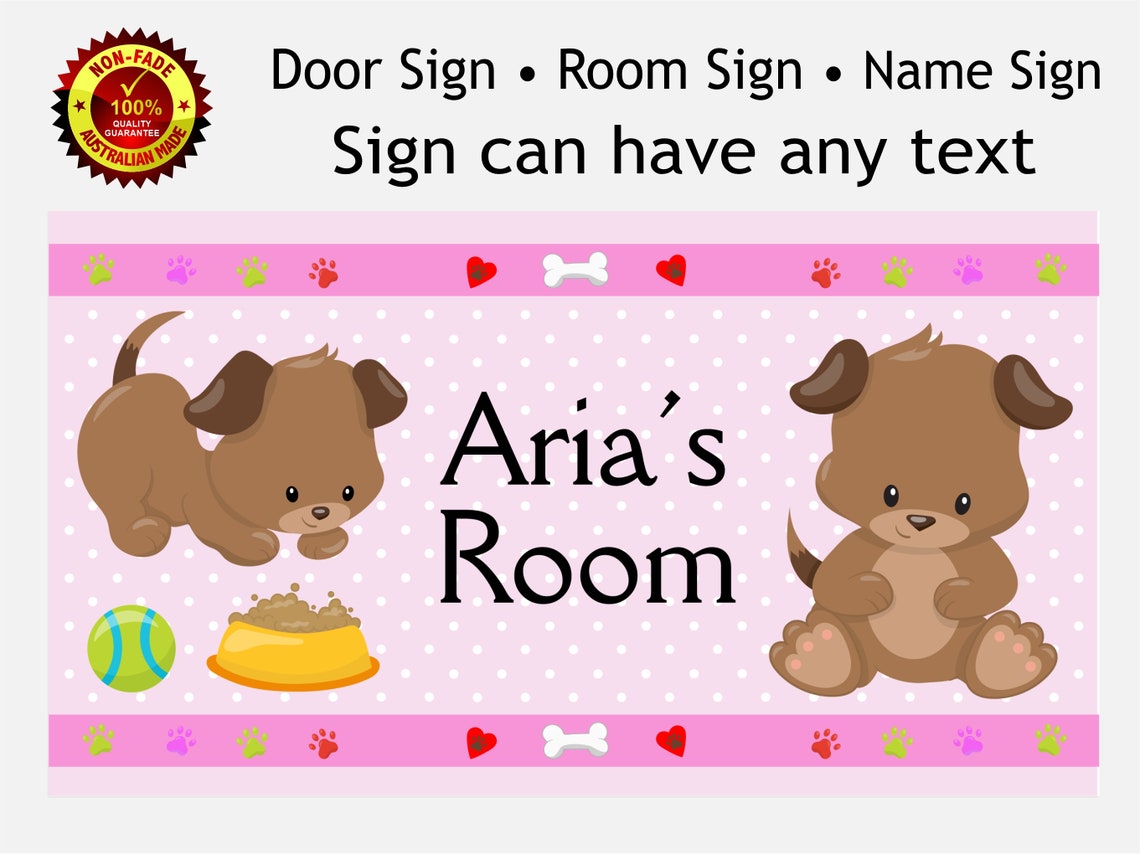 Room Door Sign Puppy Dog Pink Theme - Etsy