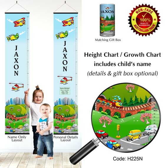 Transport Height Growth Chart Personalised With City Cars | Etsy