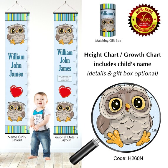 Height Chart Personalised Growth Charts With Cute Hoot Owls - Etsy