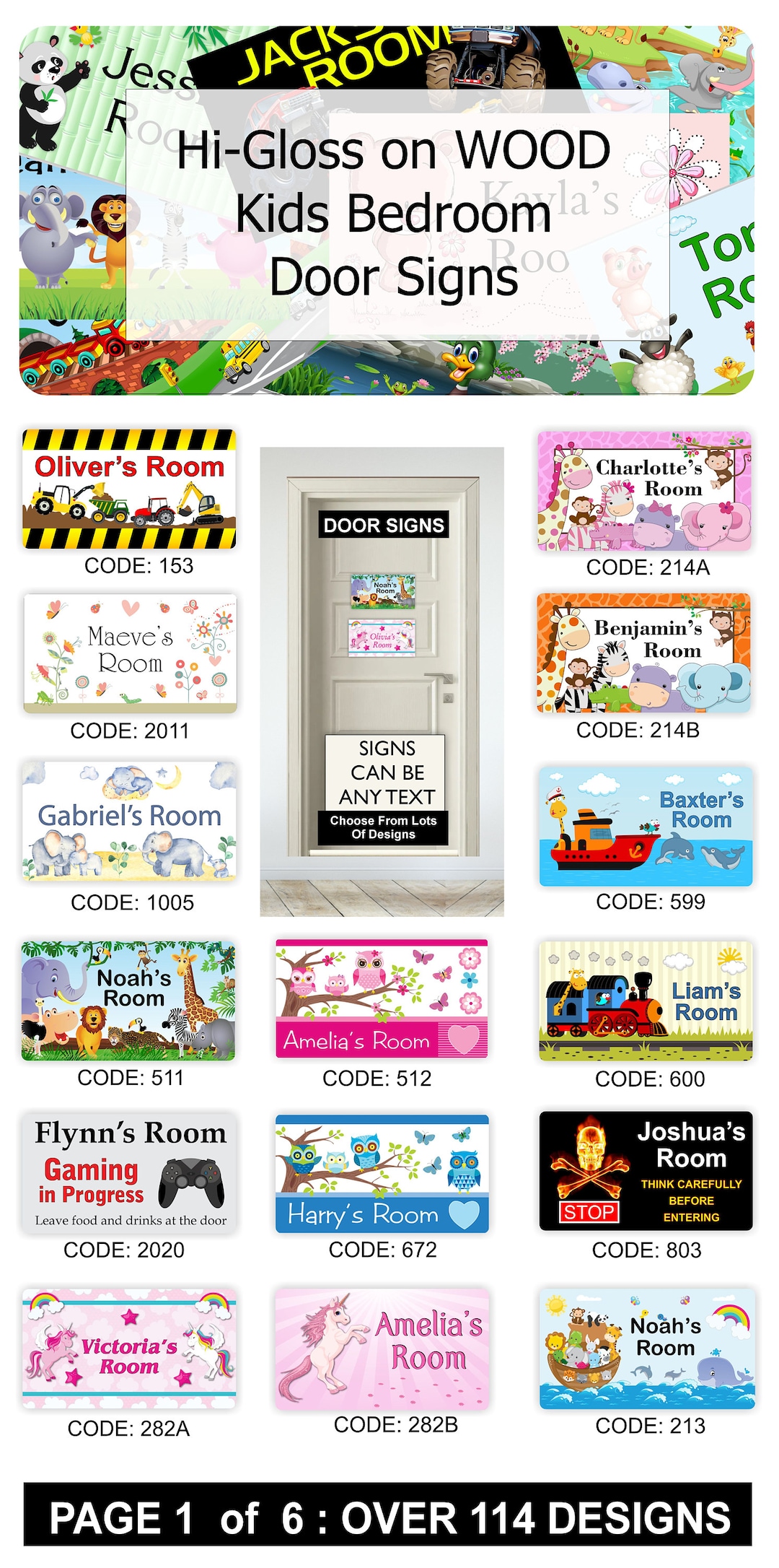 Personalised Kids Room Door Sign, Unique Designs - Etsy