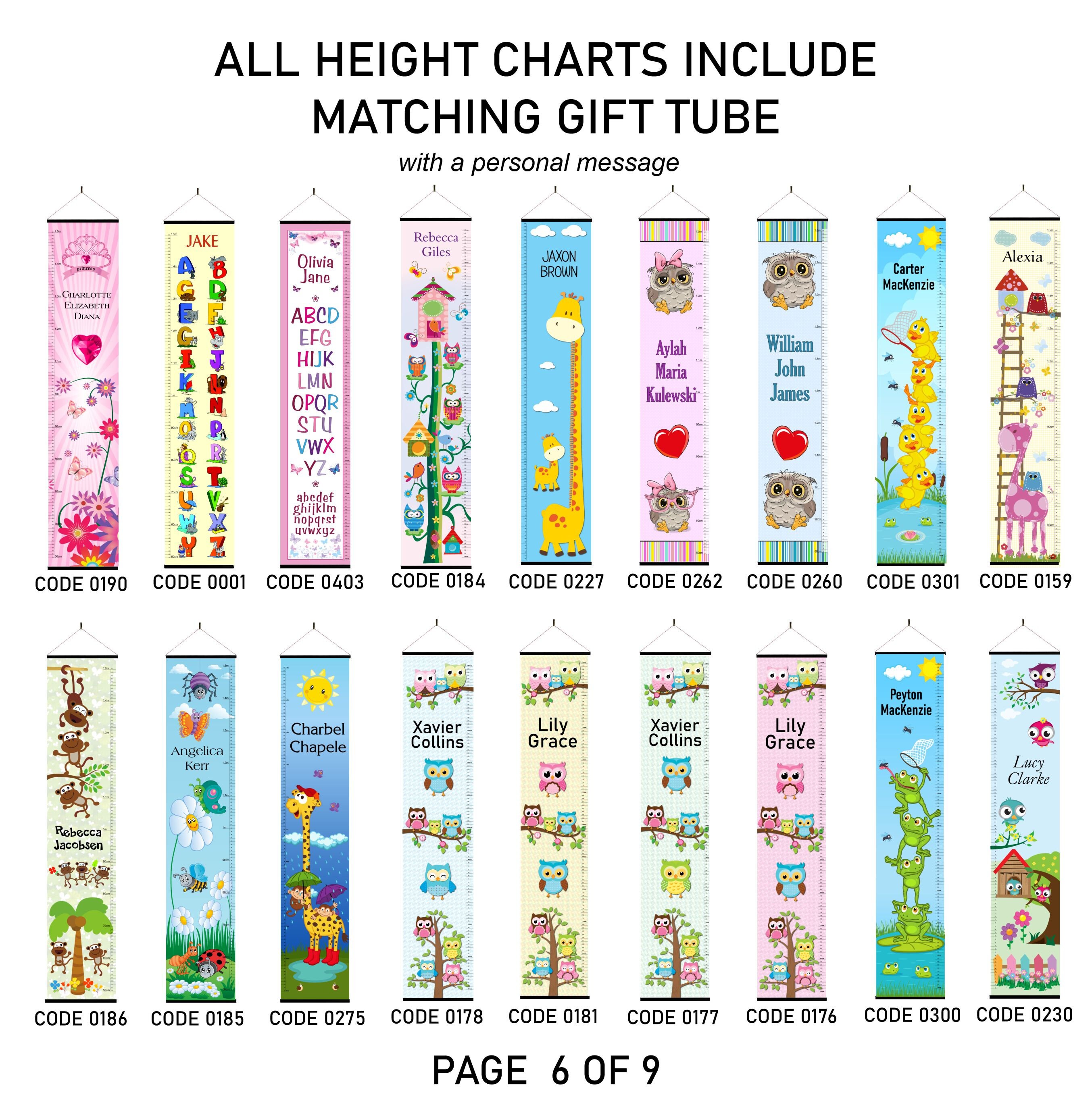 Custom Growth Charts Fabric Canvas Includes Personalised Gift Box Tube ...