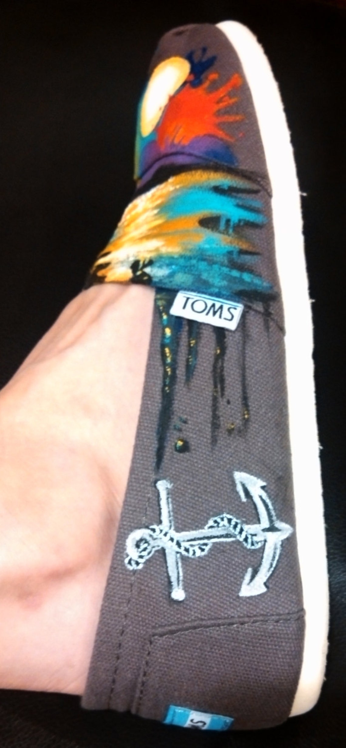 Hand Painted Shoes Custom TOMS Nautical Shoes Sailboat and Sea | Etsy