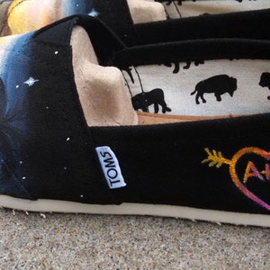 Hand Painted Shoes Custom TOMS Romantic Sunset Beach Flats Customized ...