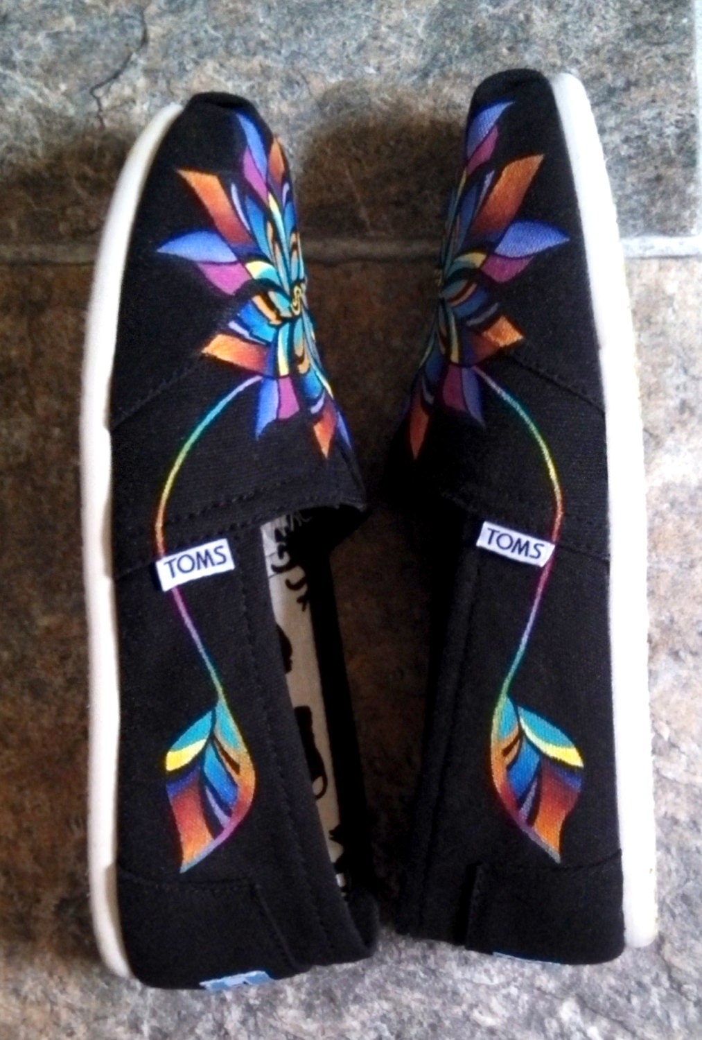 Hand Painted Shoes Custom TOMS Colorful Flower Design Wearable | Etsy