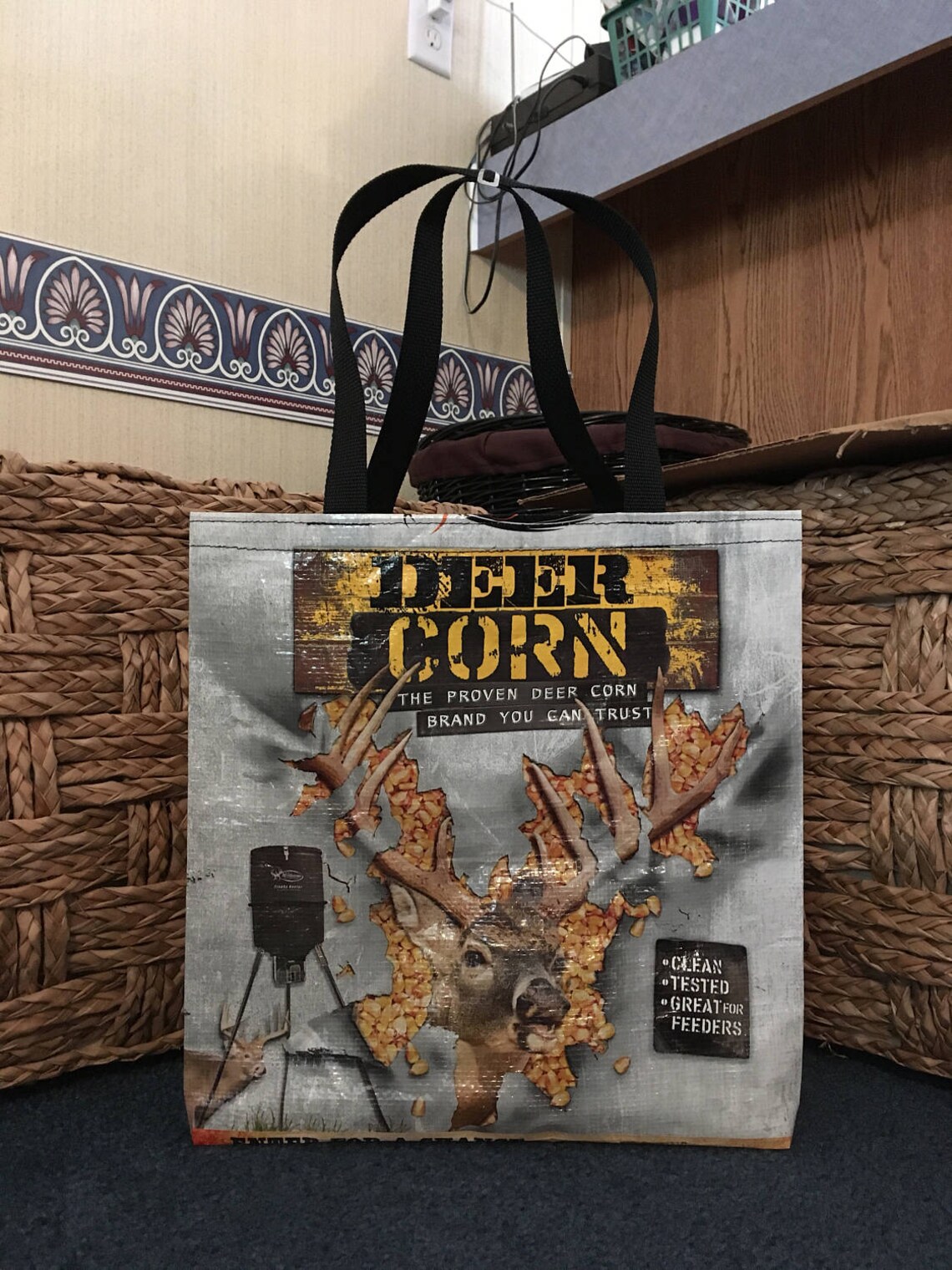 Recycled Repurposed Deer Corn Feed Bag GROCERY BAG Reusable - Etsy