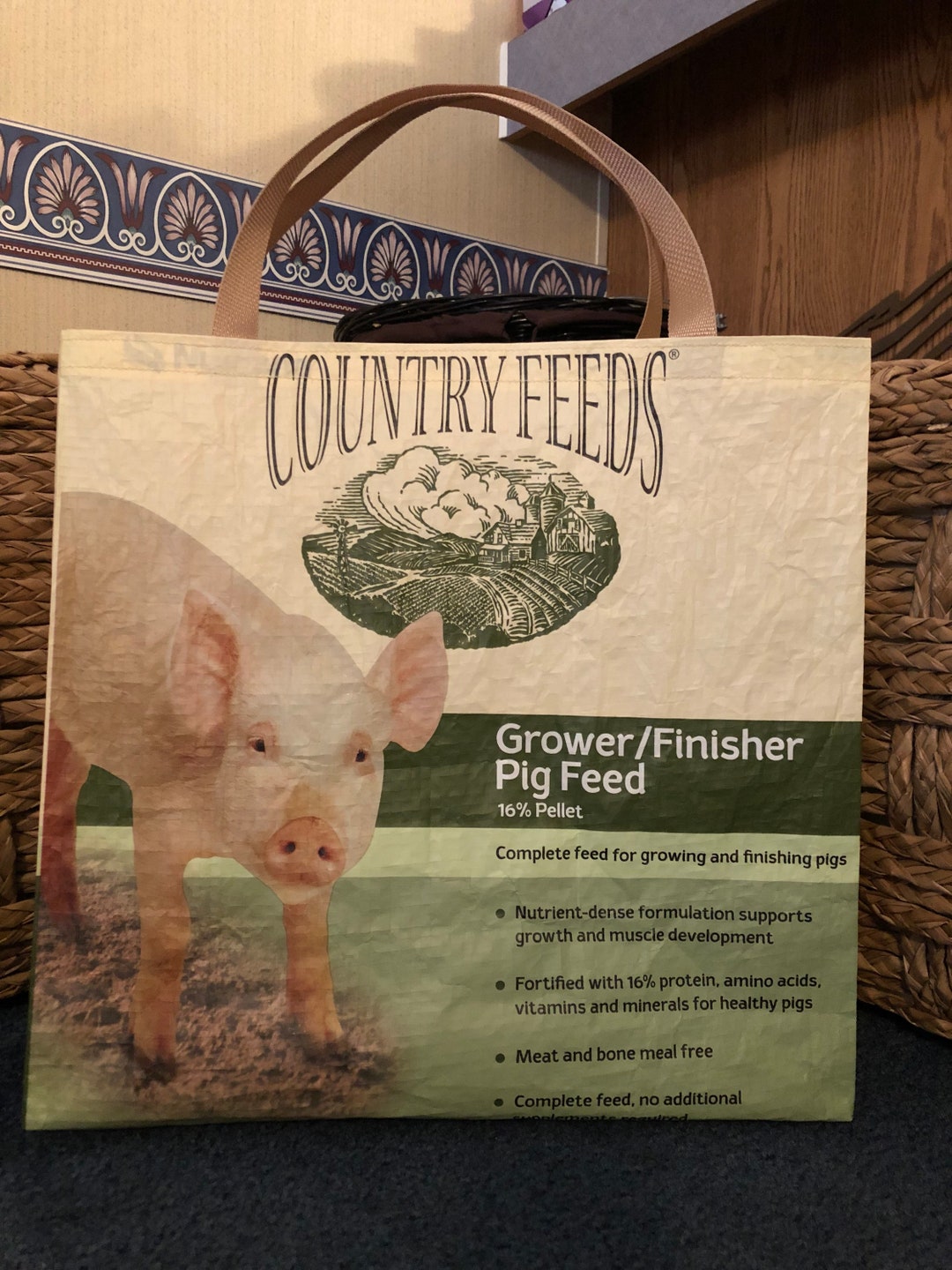 Recycled, Repurposed Feed Bag, Market Bag, GROCERY BAG, Reusable Bag ...