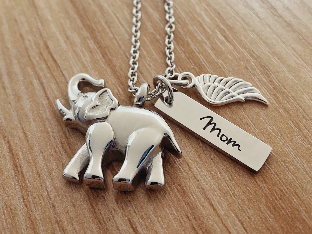 Elephant Cremation Urn Locket: Stainless Steel Ashes Necklace, Mom ...