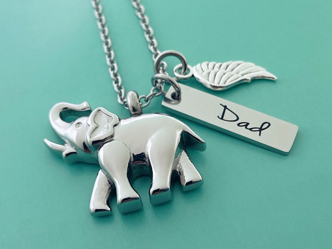 Memorial Urn Jewelry, Elephant Charm Pendant, Loss of Father, Ashes ...