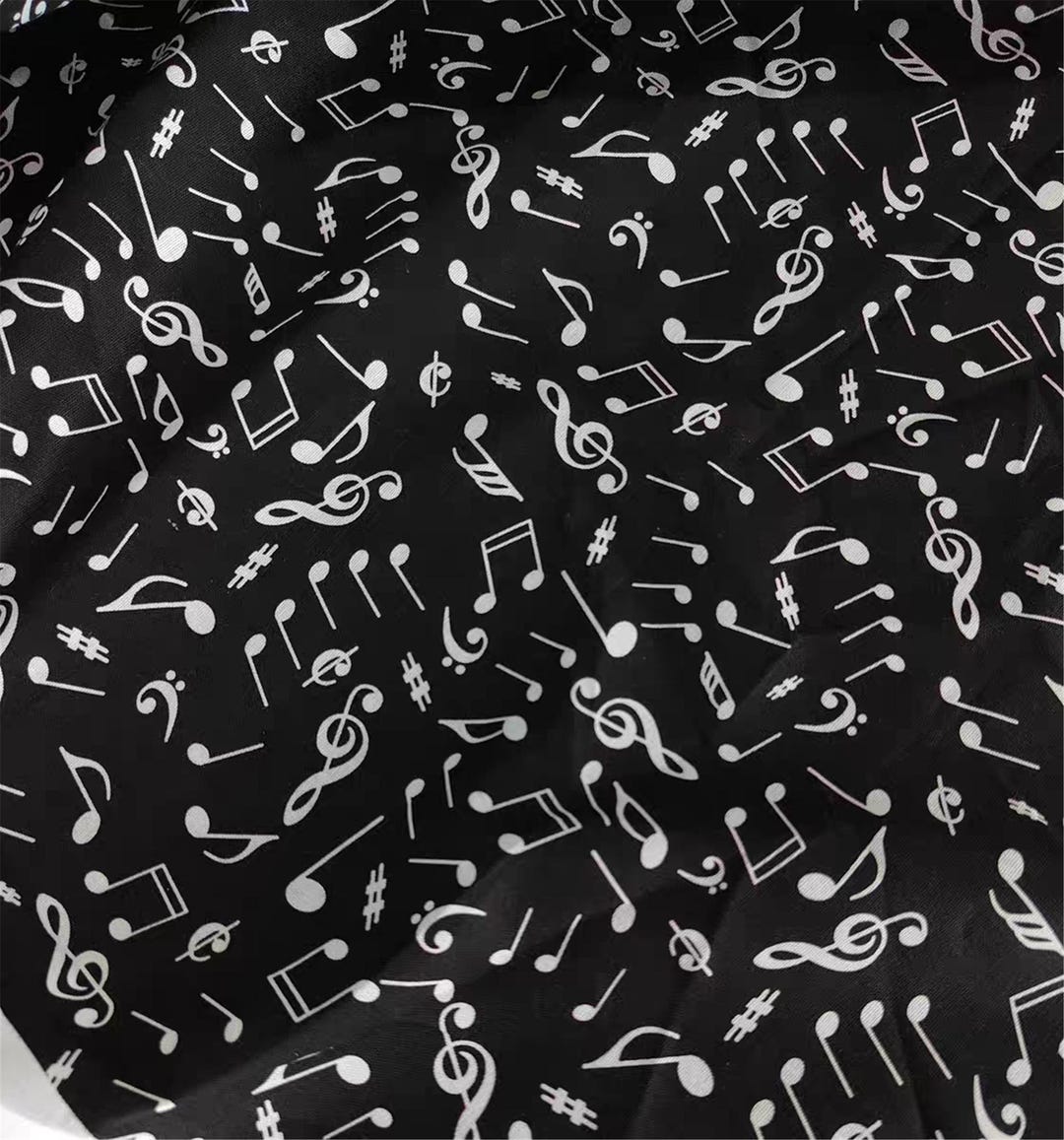 Black Music Notes Fabric,quilting/upholstery/sofa/chair/cushion/pillow ...